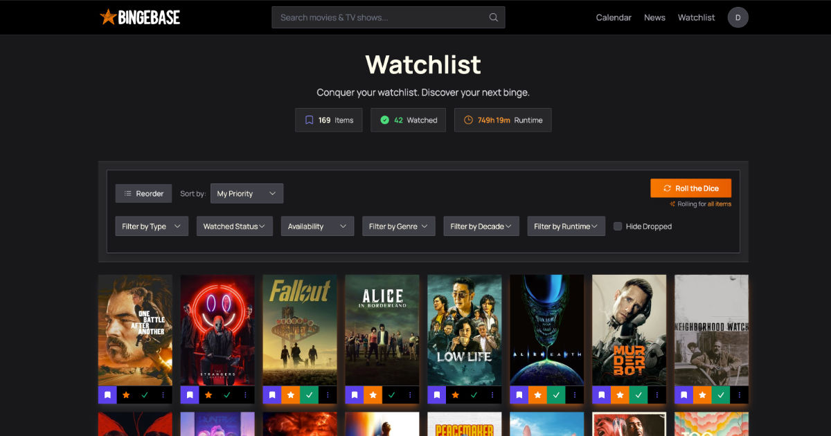 Movie & TV Show Watchlist - Track, Organize & Discover | Bingebase